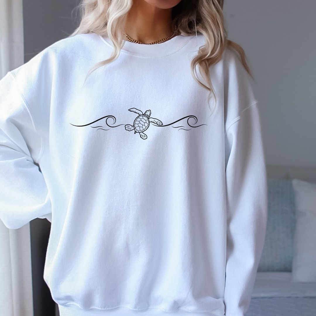 Cute Turtle Crewneck Sweatshirt, Sea Turtle Sweatshirt, Ocean ...