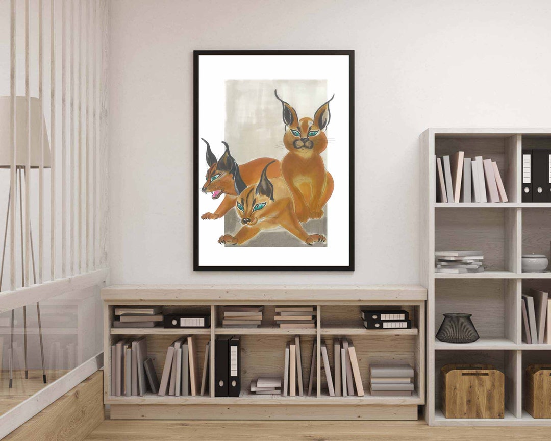 Cute Caracal Hand-painted PNG, Caracal Illustration Graphic ...