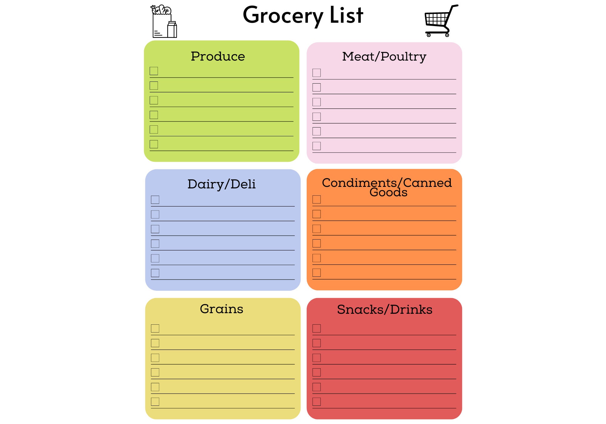 Colorful Grocery List - Etsy