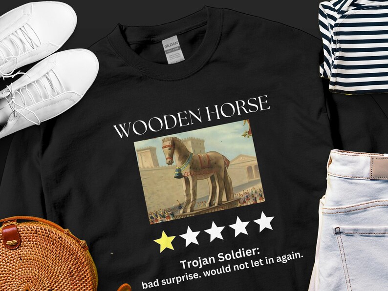 Trojan Horse One Star Review T-shirt: Funny Ancient Greece Meme - Tee ...