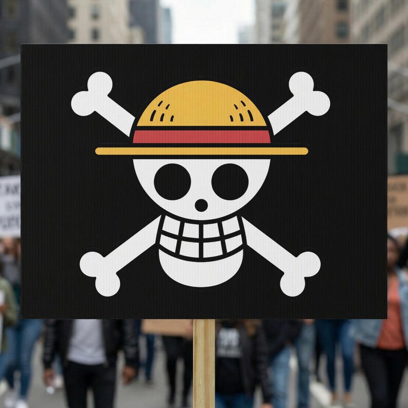 Jolly Roger Protest Sign, Pirate Flag Print, Skull and Crossbones With ...
