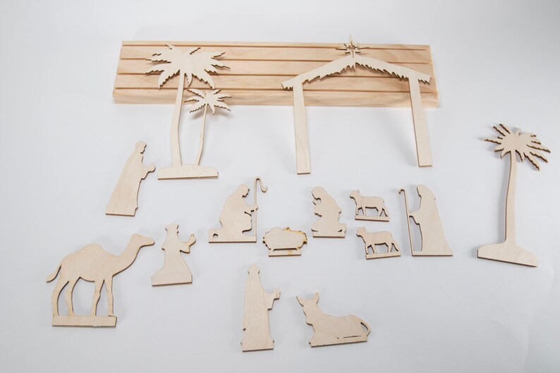 Wooden Nativity Display - Christian Art - Christmas Decor - Wooden ...