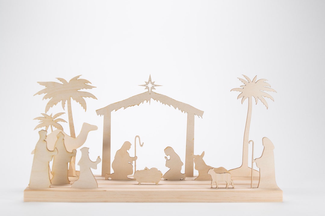 Wooden Nativity Display - Christian Art - Christmas Decor - Wooden ...