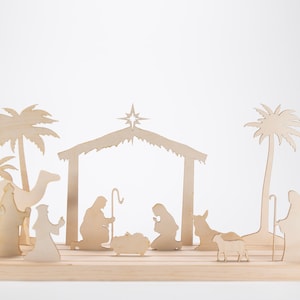 Wooden Nativity Display - Christian Art - Christmas Decor - Wooden ...