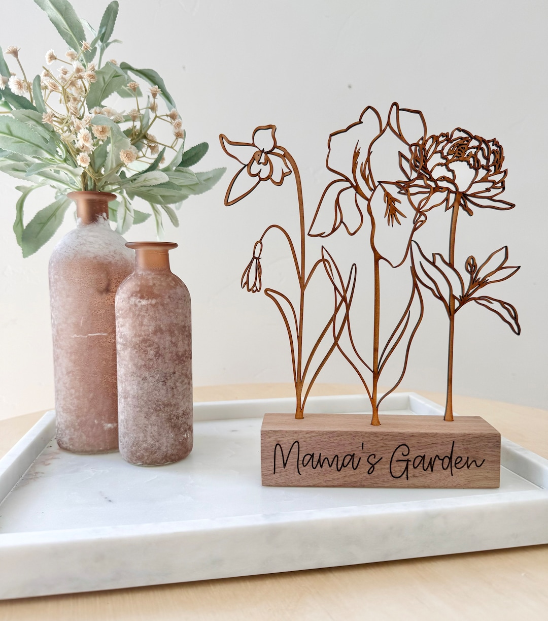 Wood Birth Flower Garden - Flower Decoration - Gifts for Mom - Custom ...