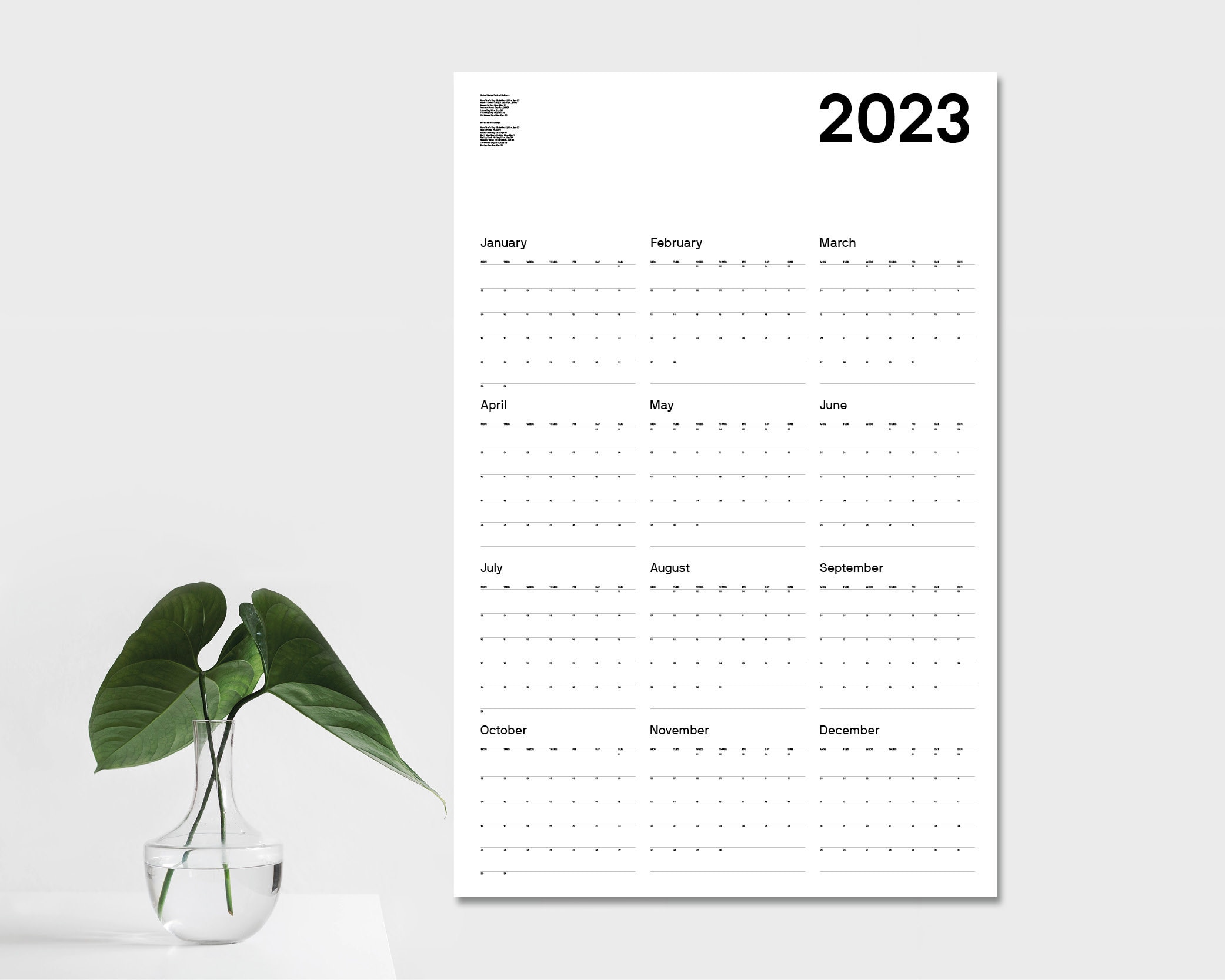 2023 Printable Modern Large Format Wall Calendar - Etsy