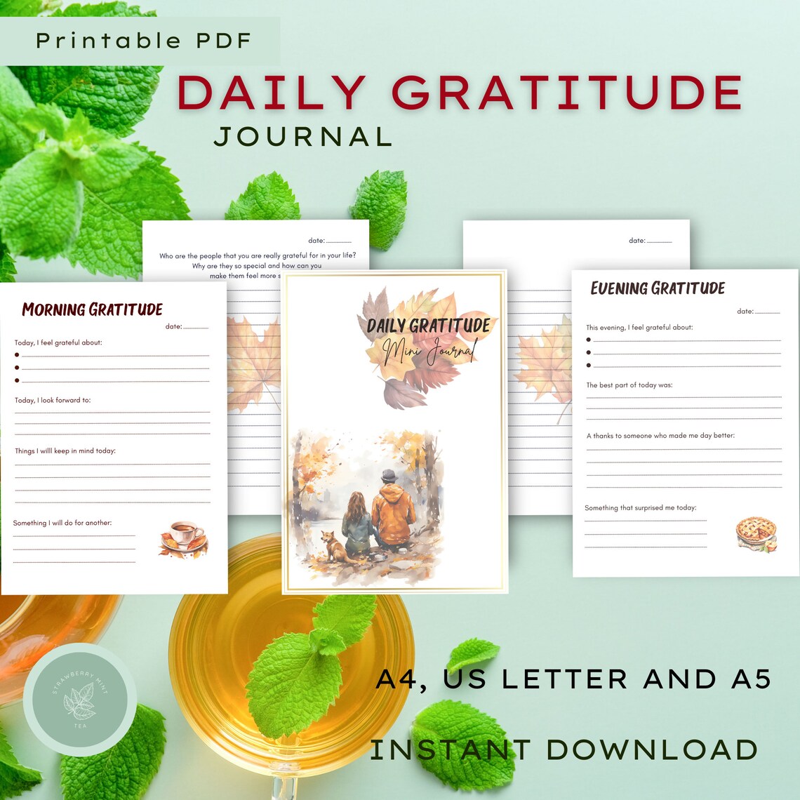 Autumn Fall Themed Gratitude Mini Journal, Daily Gratitude, Daily ...