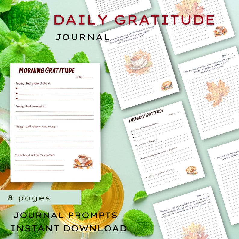 Autumn Fall Themed Gratitude Mini Journal, Daily Gratitude, Daily ...