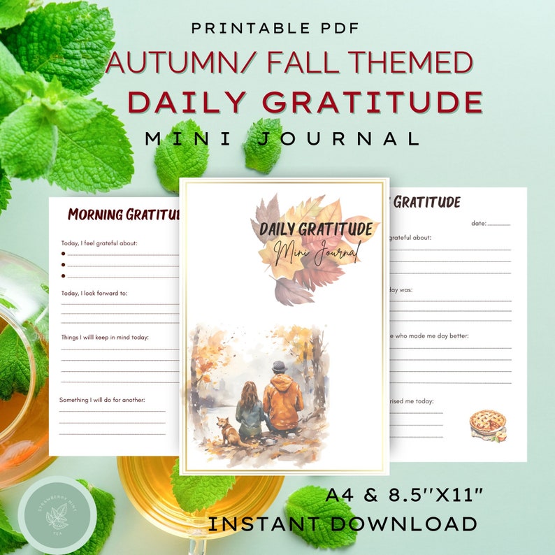 Autumn Fall Themed Gratitude Mini Journal, Daily Gratitude, Daily ...