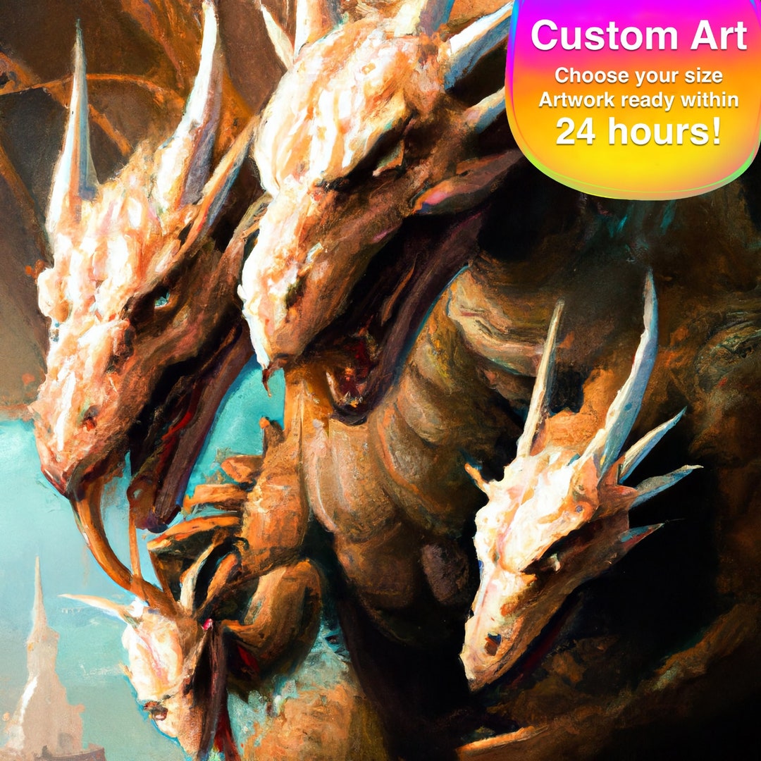 The Multi Headed Dragon a Mythical Creature Digital Art. - Etsy