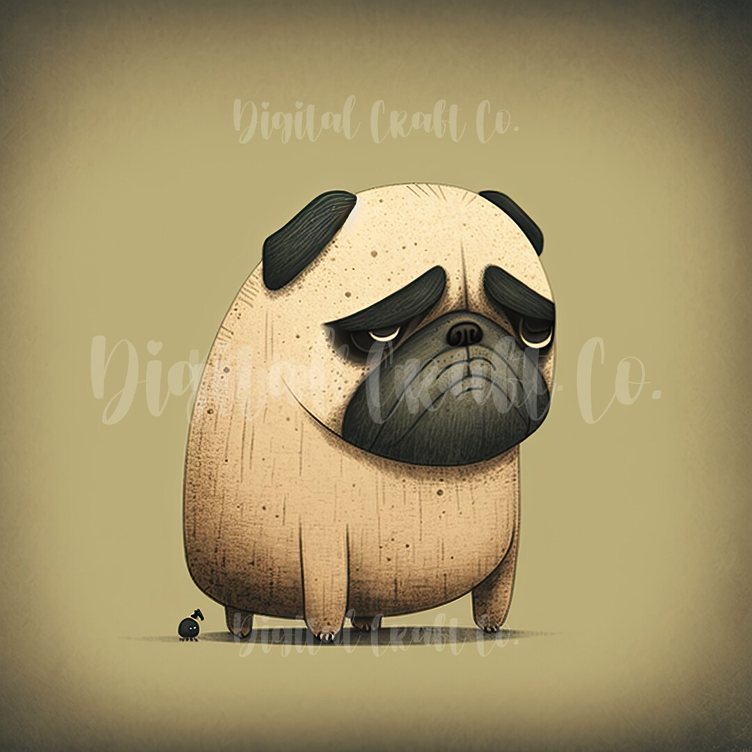 Grumpy Pug Clipart 10 High Quality Jpgs Scrap Books, Digital Paper ...