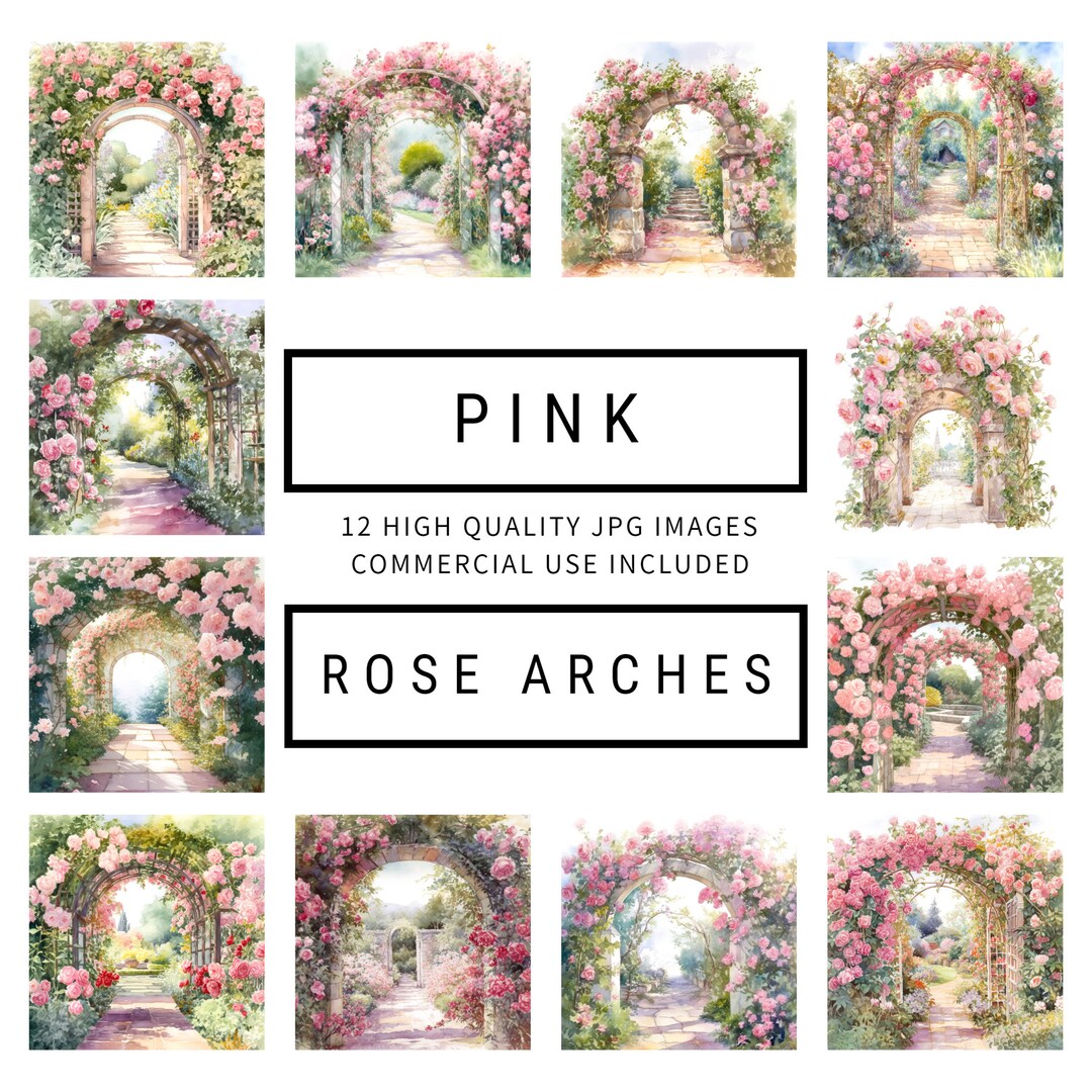 Pink Rose Arches Clipart 12 High Quality Jpgs Digital Planner, Junk ...