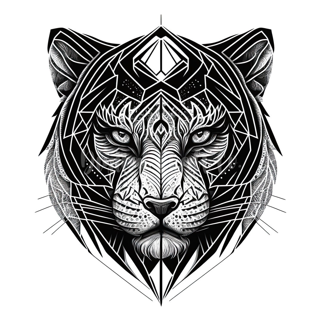Geometric Tiger Clipart 10 High Quality Jpgs Digital Download Card ...