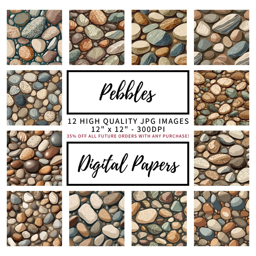 Pebbles 12 X 12 Digital Paper Pack, Scrapbook, Junk Journals, Backing ...