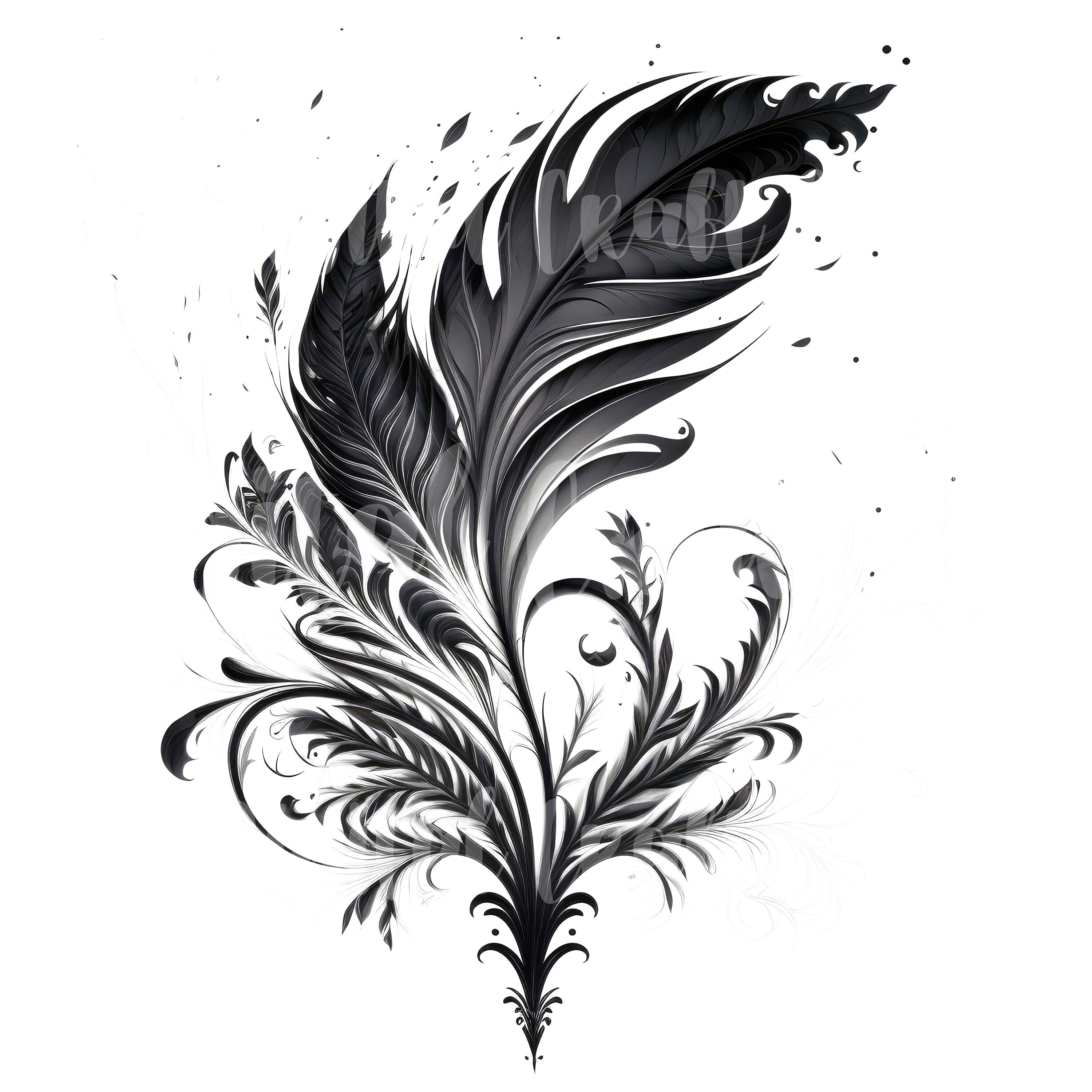 Filigree Feather Clipart 12 High Quality Jpgs Digital - Etsy