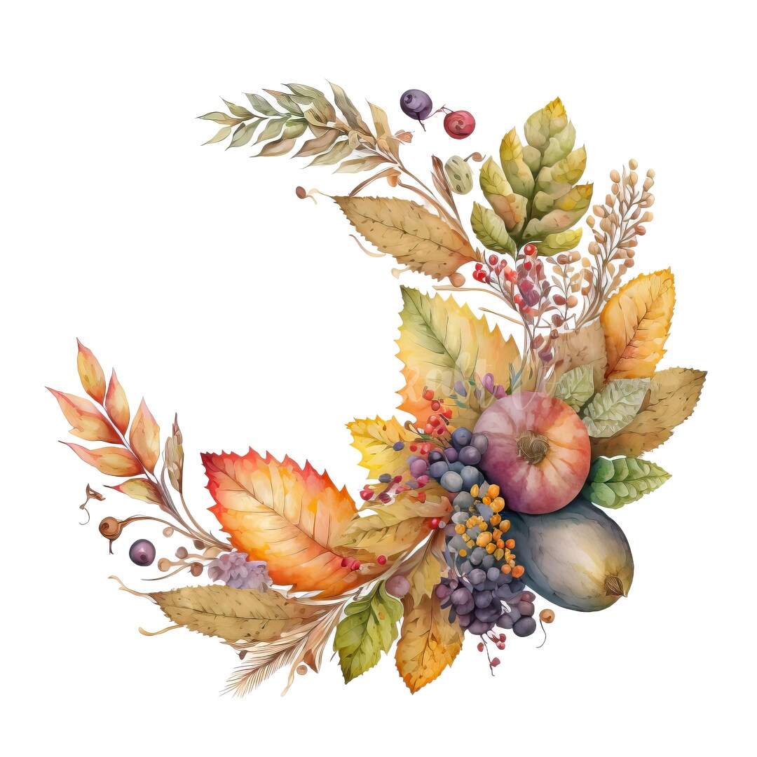 Thanksgiving / Autumn Wreath Clipart 11 High Quality JPG - Etsy