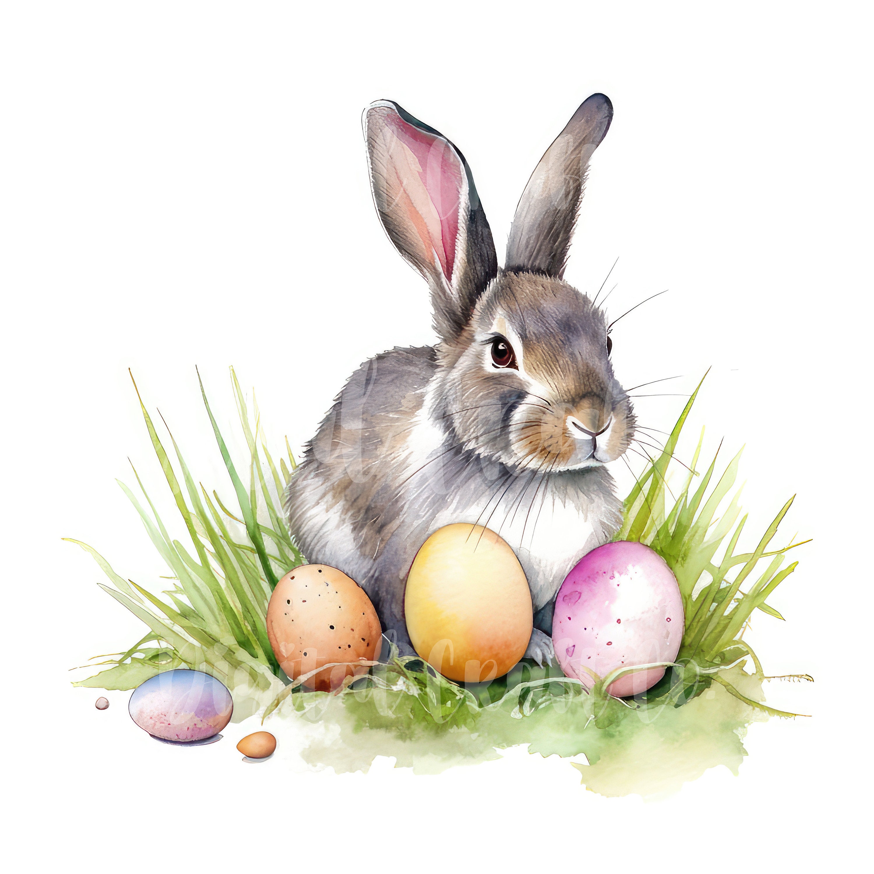 Easter Bunny & Eggs Clipart 12 High Quality Jpgs Digital - Etsy