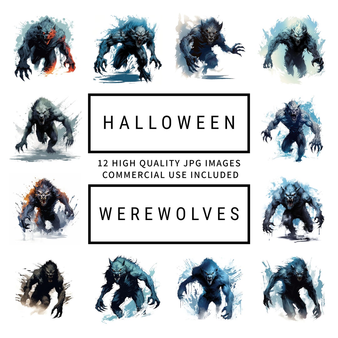 Halloween Werewolves Clipart 12 High Quality Jpgs, Planners, Junk ...