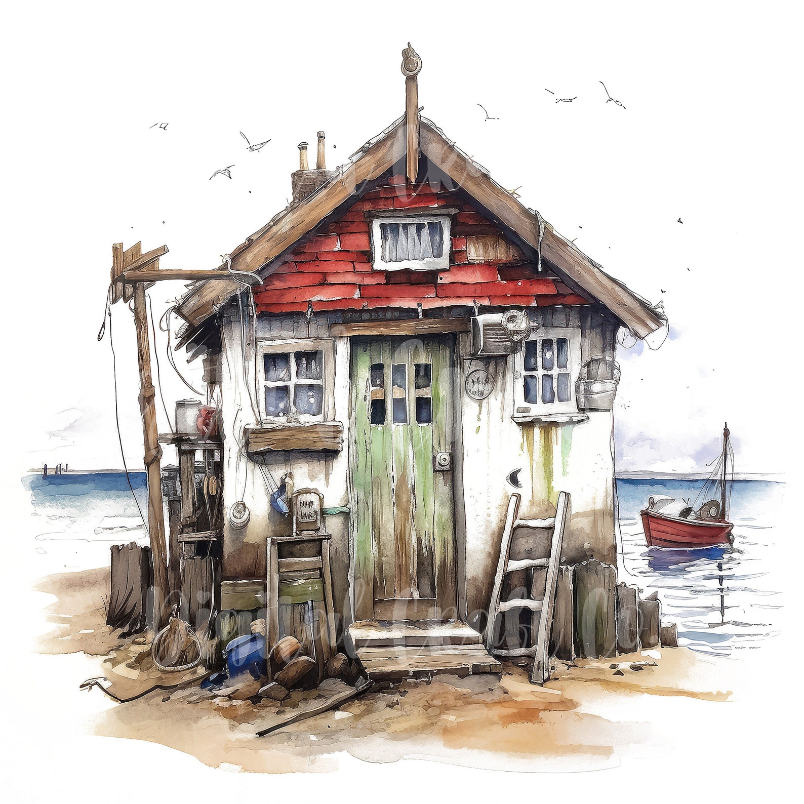 Fisherman's Shacks Clipart 12 High Quality Jpgs, Digital Planners, Junk ...