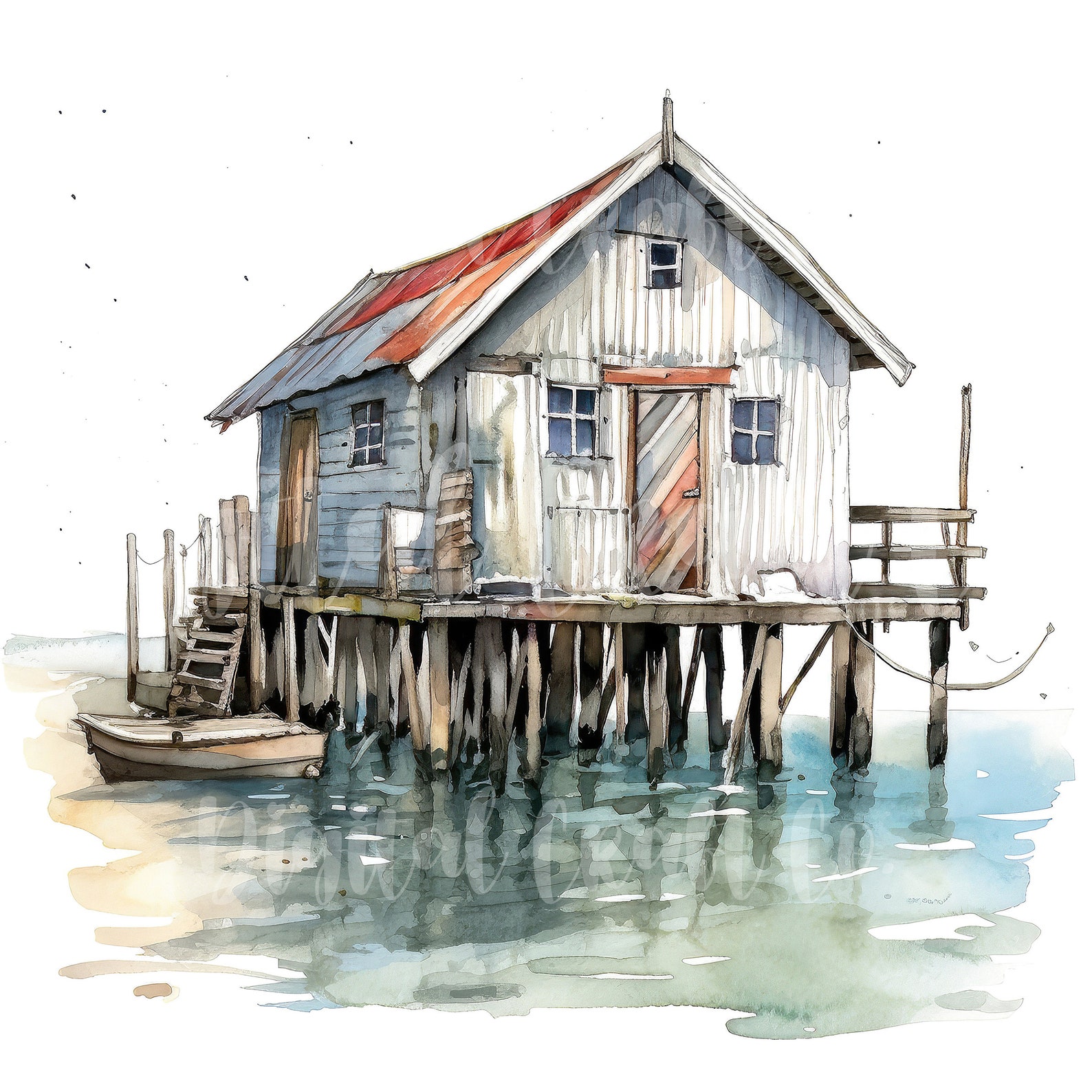 Fisherman's Shacks Clipart 12 High Quality Jpgs, Digital Planners, Junk ...