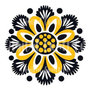 Yellow Folk Flowers Clipart 12 High Quality Jpgs, Memory Book, Junk ...