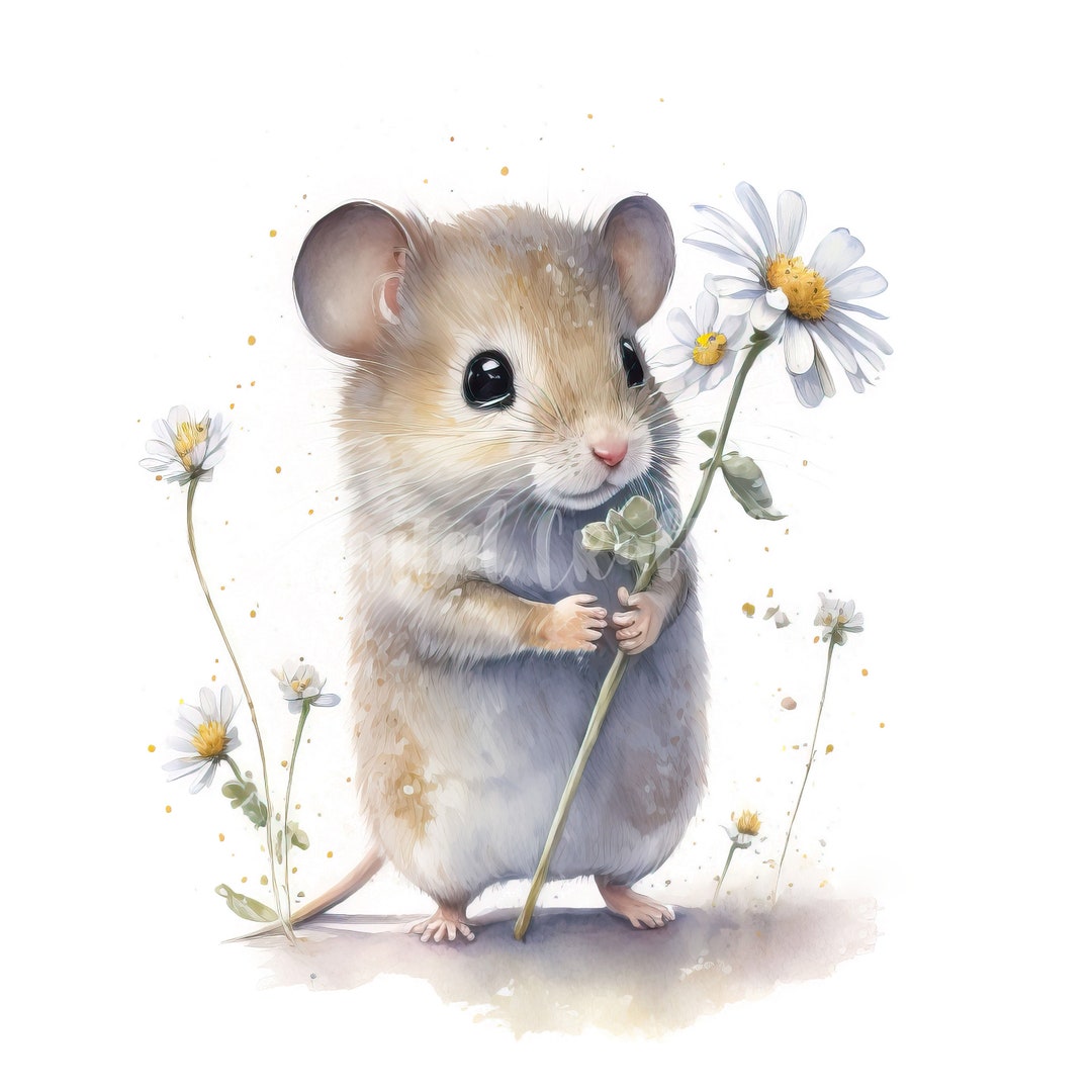 Mouse and Flower Clipart 10 High Quality JPGs Digital Download Card ...