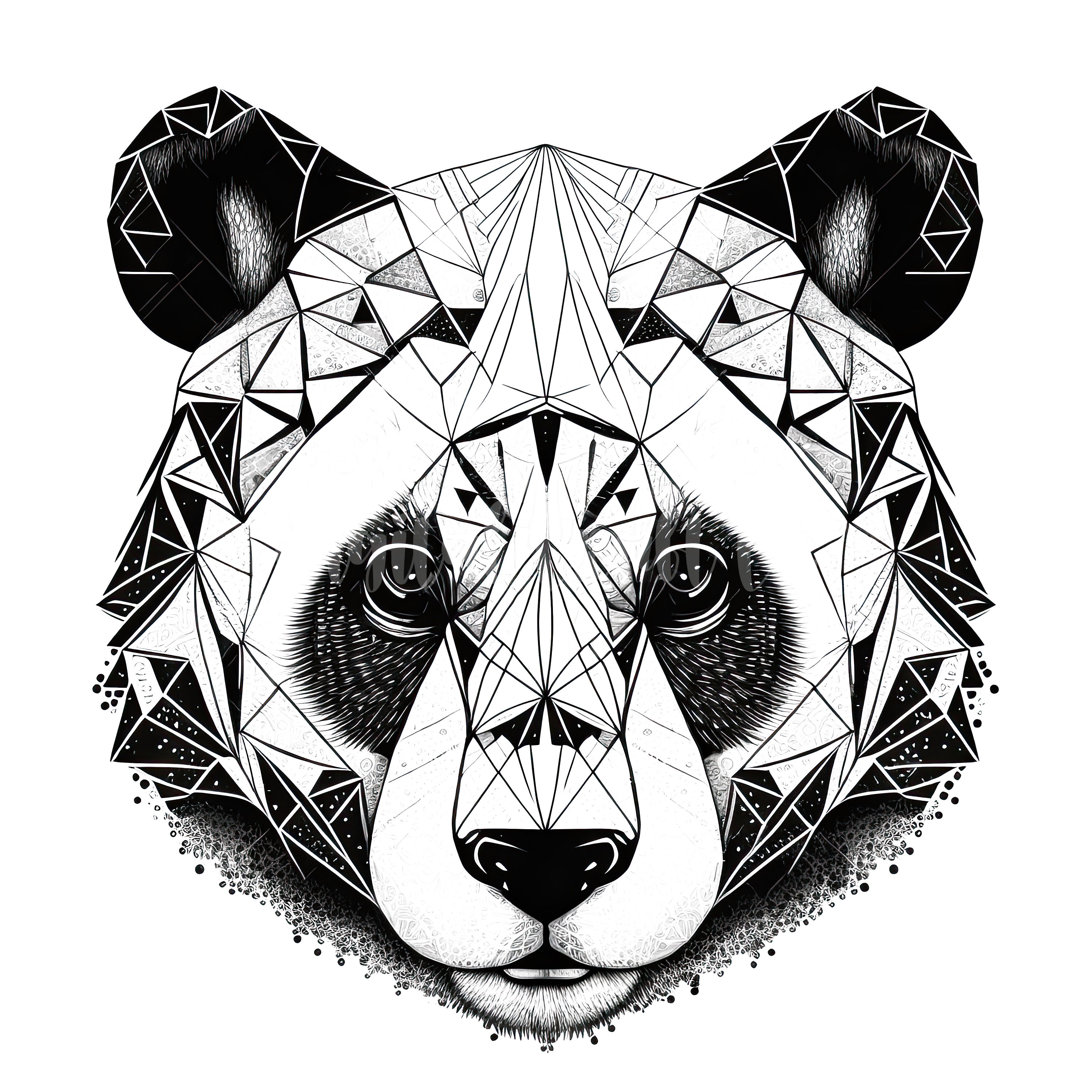 Geometric Panda Clipart 10 High Quality Jpgs Digital - Etsy