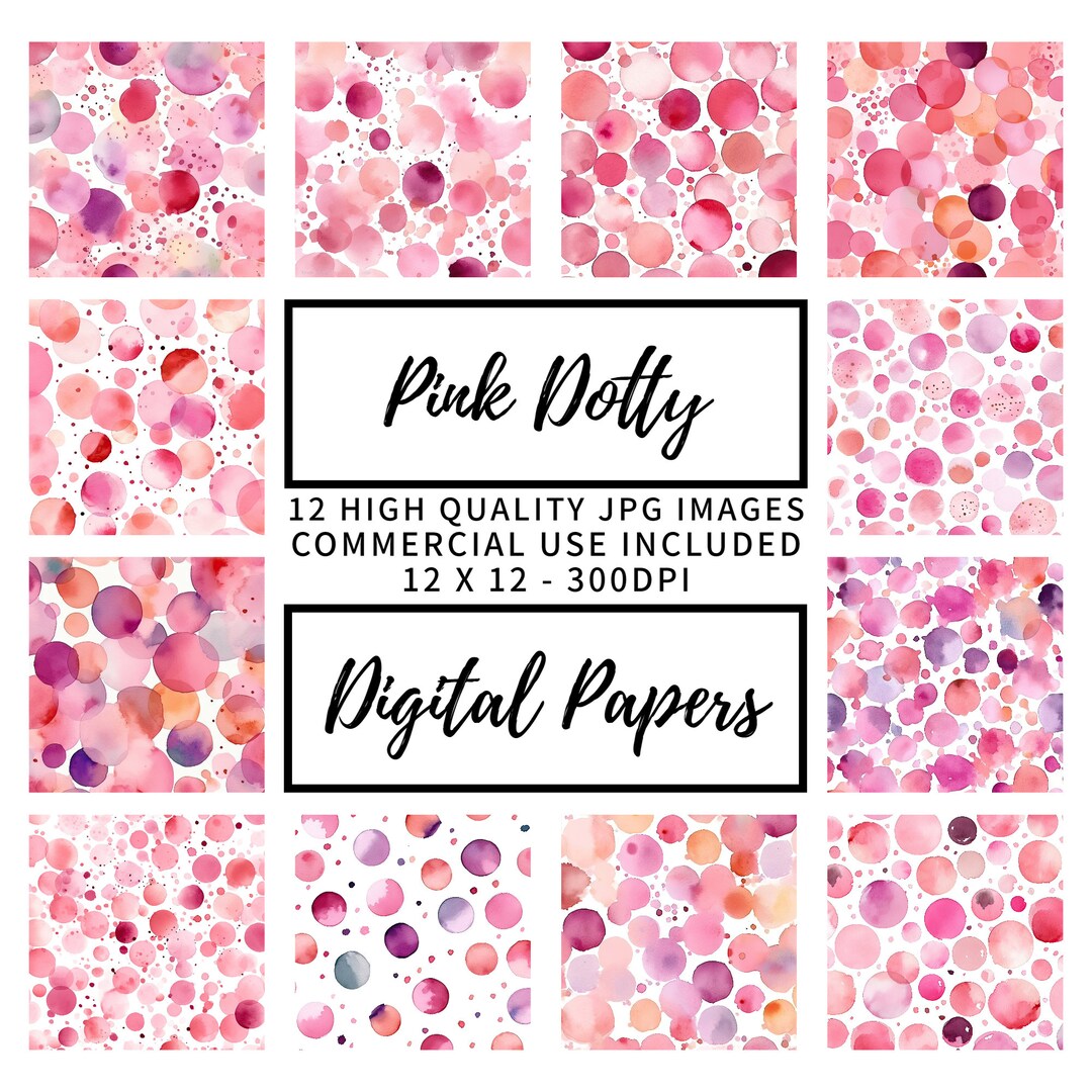 Pink Dotty 12 X 12 Digital Paper Pack Scrapbook Papers - Etsy