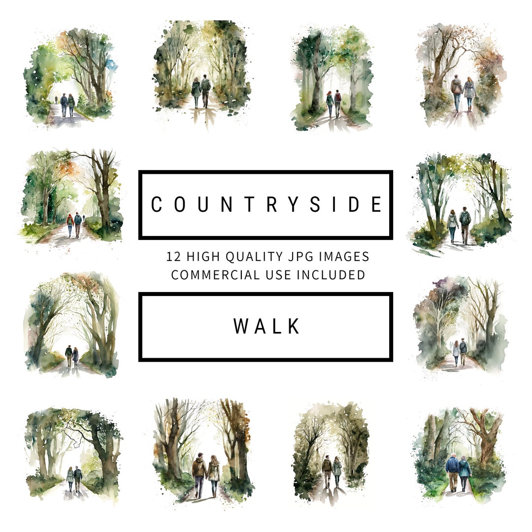 Countryside Walk Clipart 12 High Quality Jpgs Journals, Card Making ...