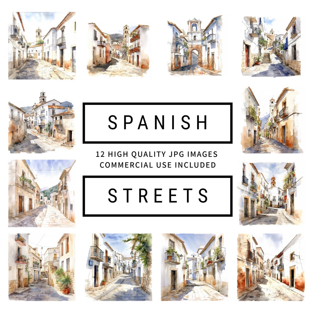 Spanish Streets Clipart 12 High Quality Jpgs Digital Planners, Junk ...