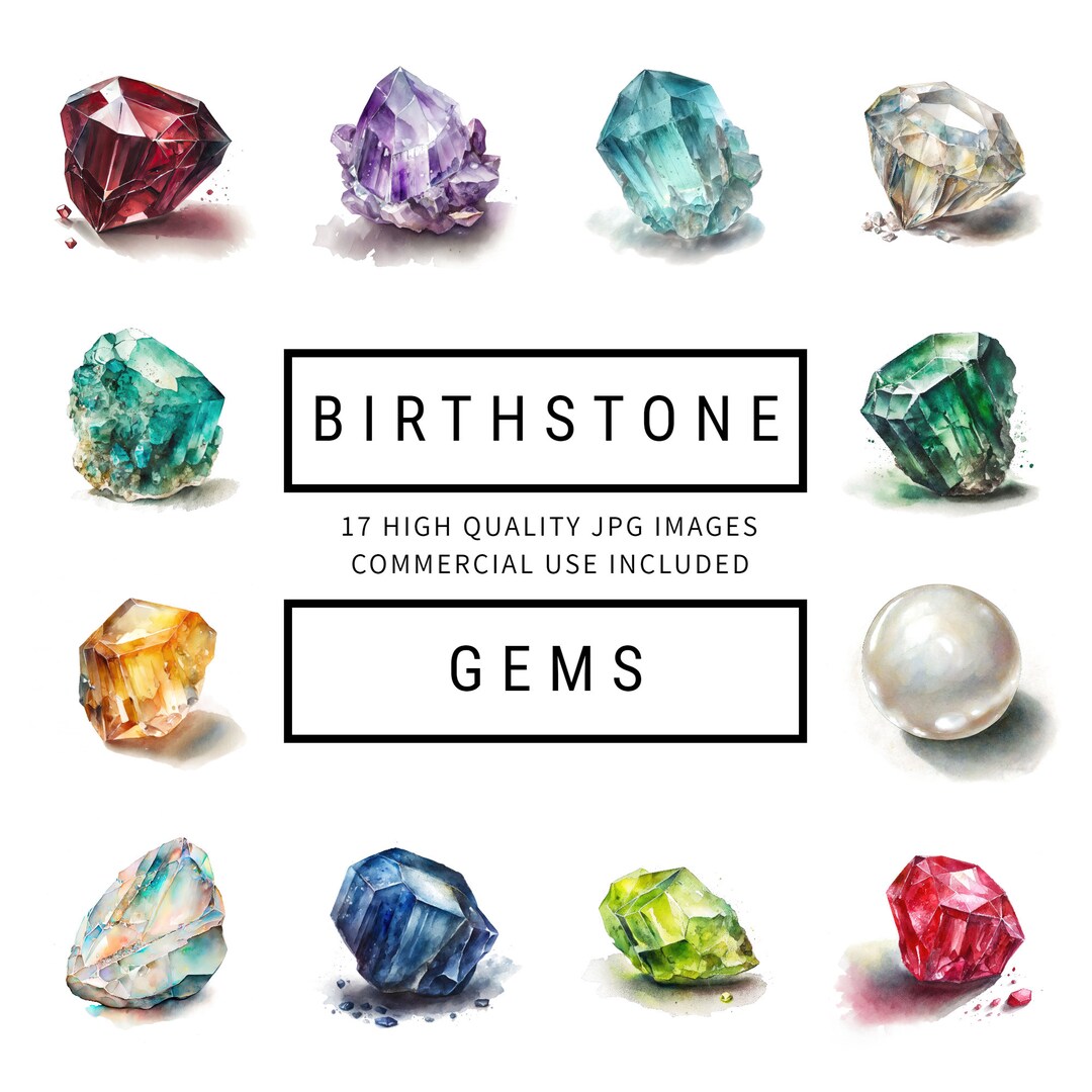Birthstone Clipart 17 High Quality Jpgs Digital Planner, Junk Journal ...