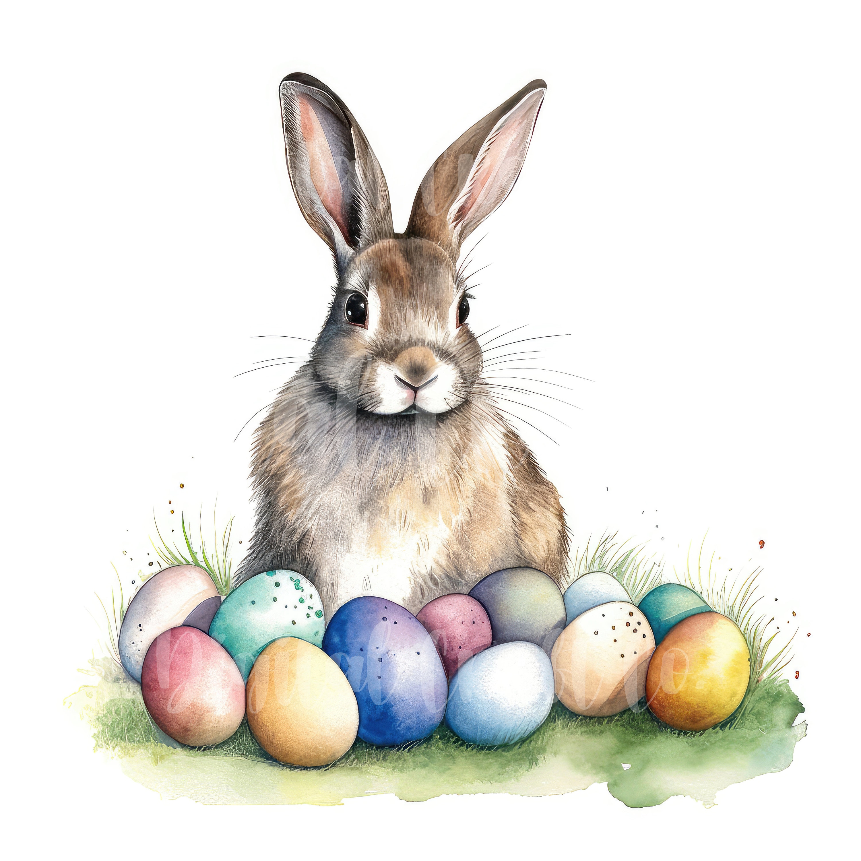 Easter Bunny & Eggs Clipart 12 High Quality Jpgs Digital - Etsy