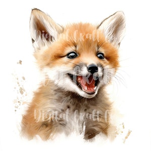 Fox Cub Portraits Clipart 12 High Quality Jpgs Digital - Etsy
