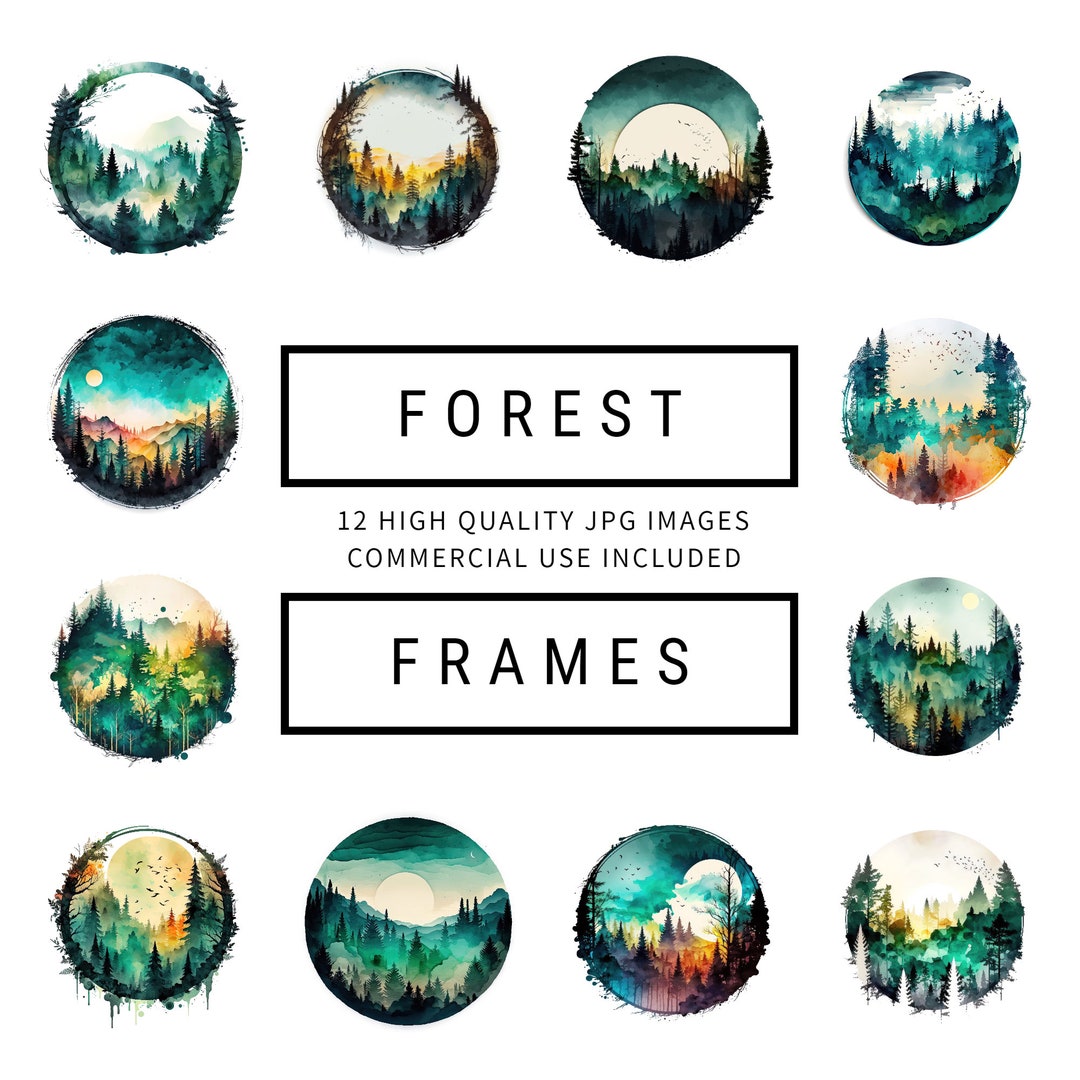 Forest Frames Clipart 12 High Quality Jpgs Digital Planner, Junk ...