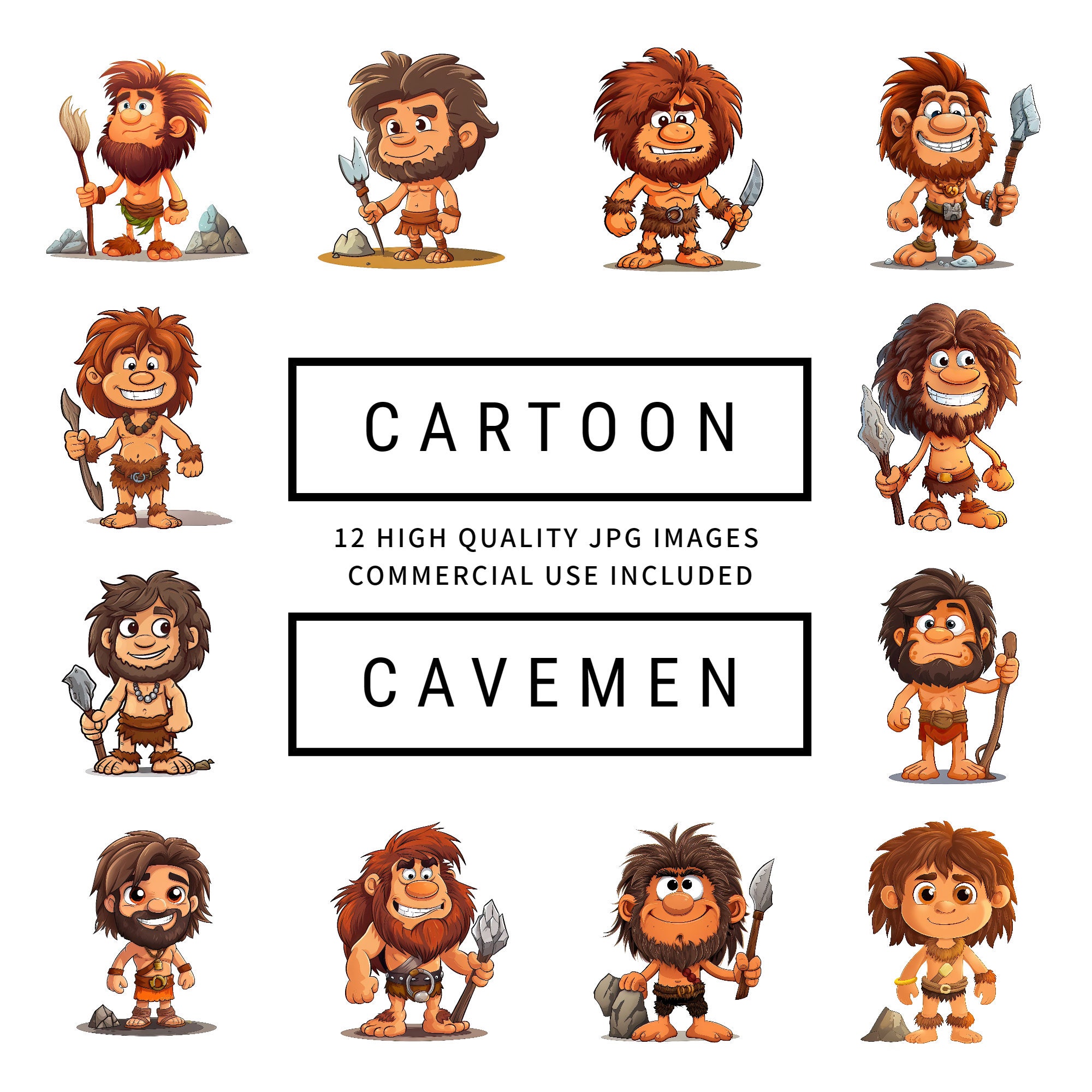 Caveman With Fire Clipart Words