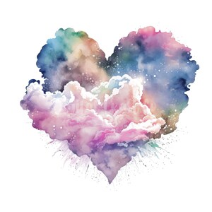 Heart Shaped Clouds Clipart 10 High Quality Jpgs Junk Journals ...