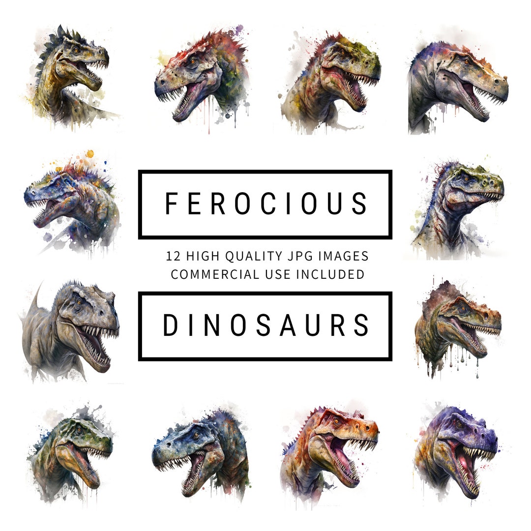 Ferocious Dinosaur Clipart 12 High Quality Jpgs Digital Planner, Junk ...