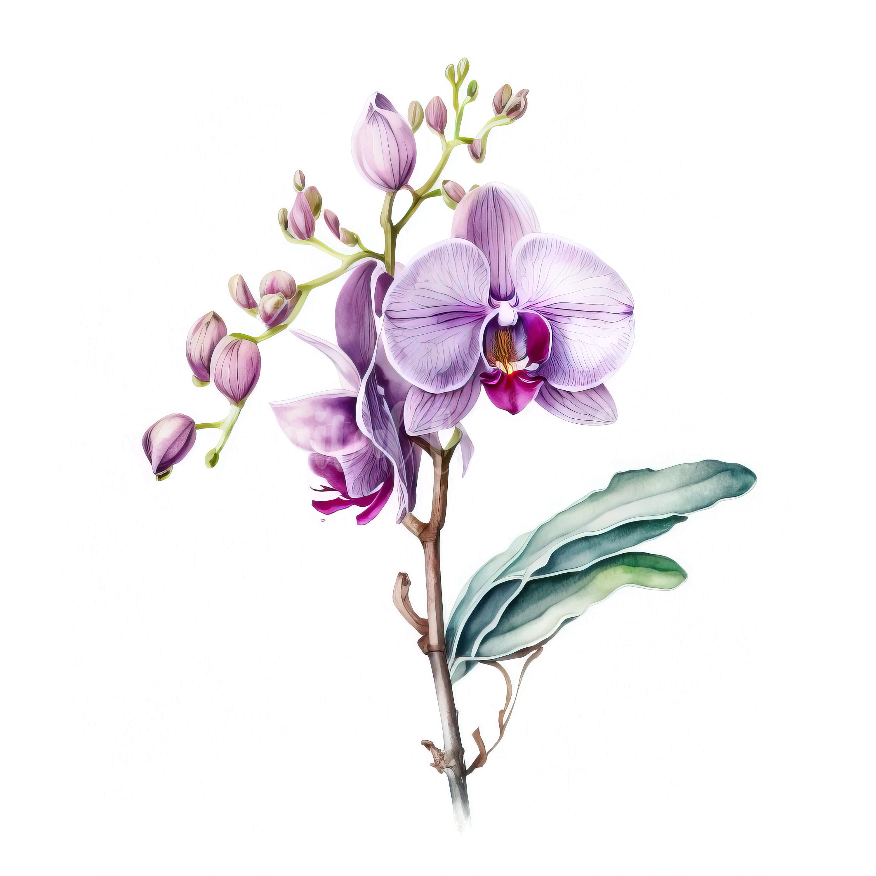 Purple Orchid Clipart 12 High Quality Jpgs Digital - Etsy