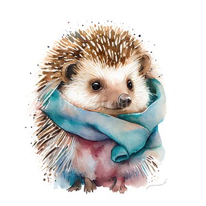 Winter Hedgehog Clipart 10 High Quality Jpgs Digital Download Card ...