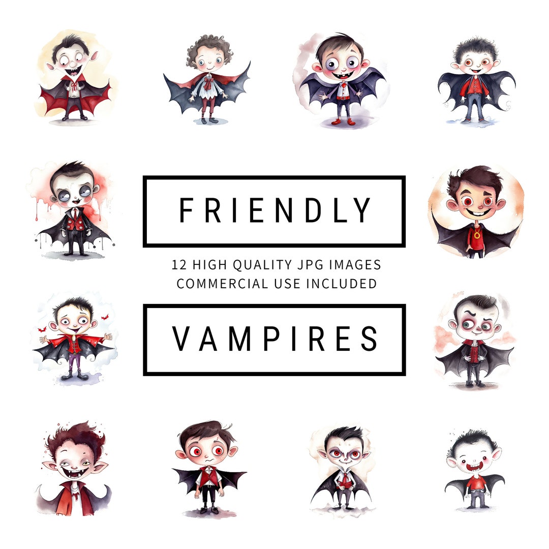 Friendly Vampires Clipart 12 High Quality Jpgs Digital Planners, Junk ...