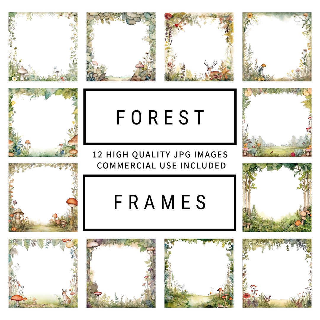 Forest Frames Clipart 12 High Quality Jpgs Digital Planner - Etsy