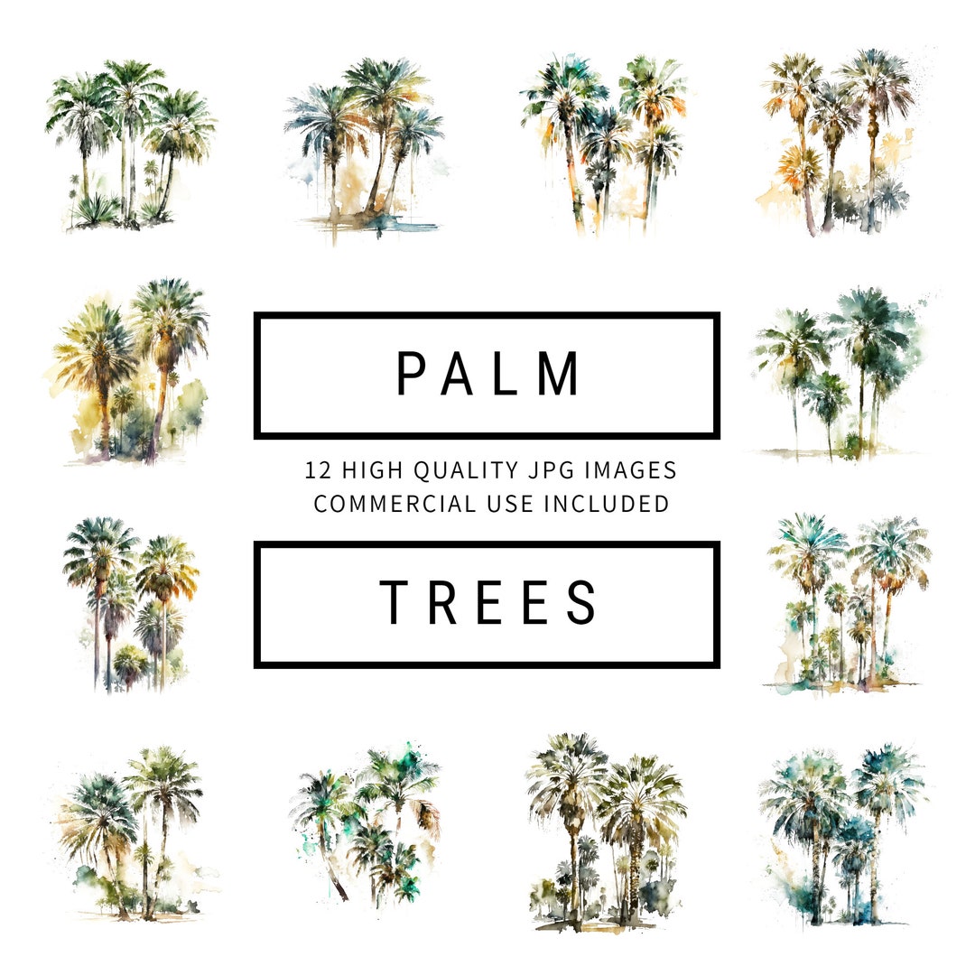 Palm Tree Clipart 12 High Quality Jpgs Digital Planners, Junk Journals ...