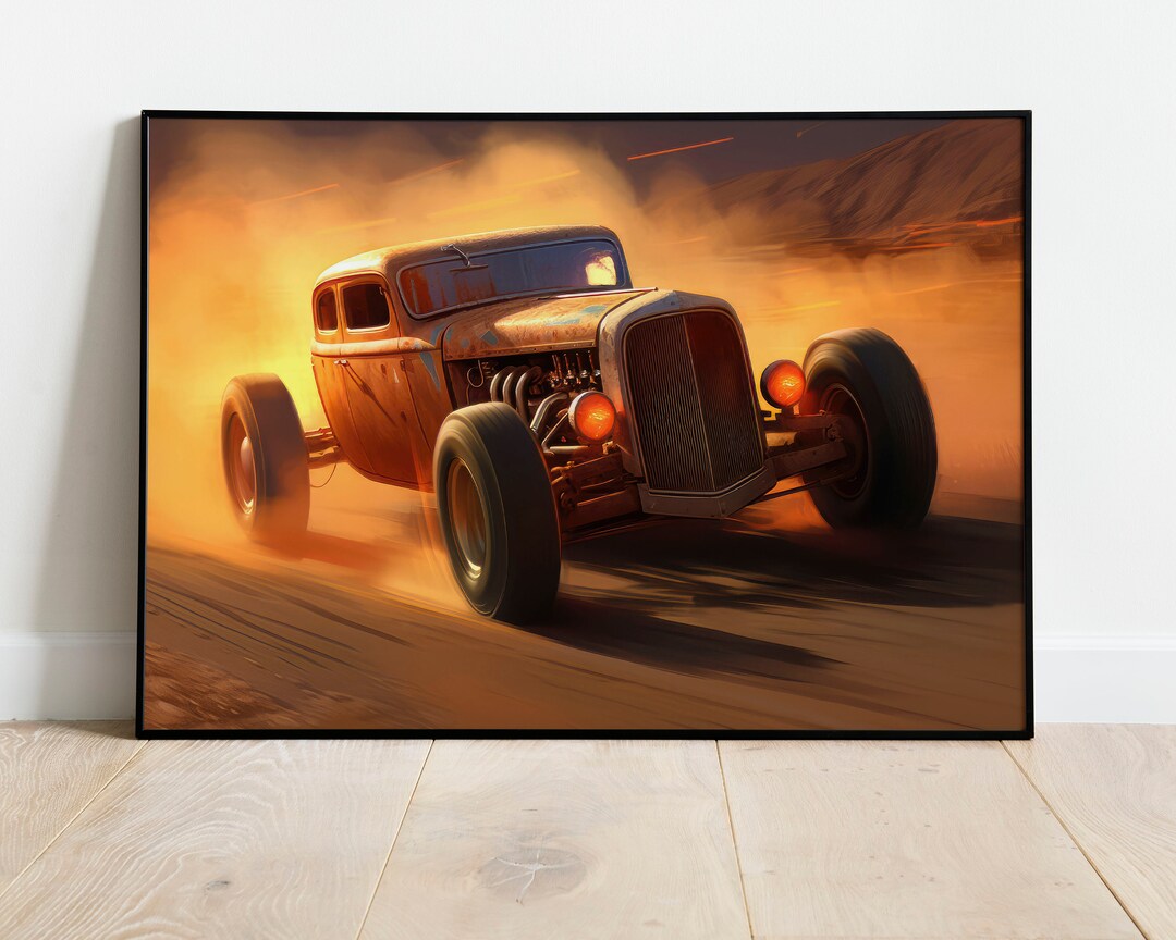 Speeding Hot Rod Printable Wall Art 5 Different Aspects, Print at 26 ...