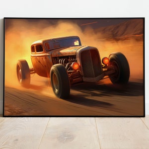 Speeding Hot Rod Printable Wall Art 5 Different Aspects, Print at 26 ...