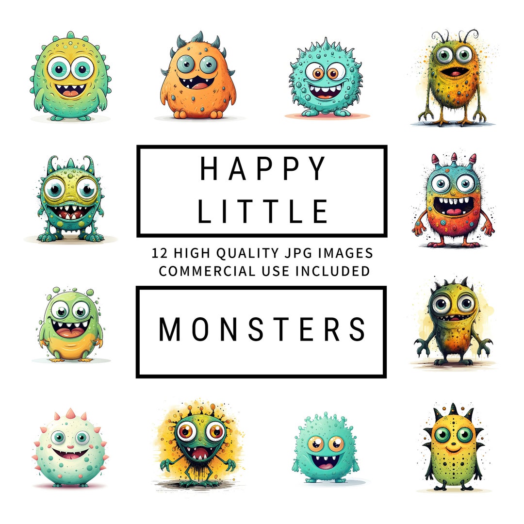 Happy Little Monsters Clipart 12 High Quality Jpgs, Digital Planners ...