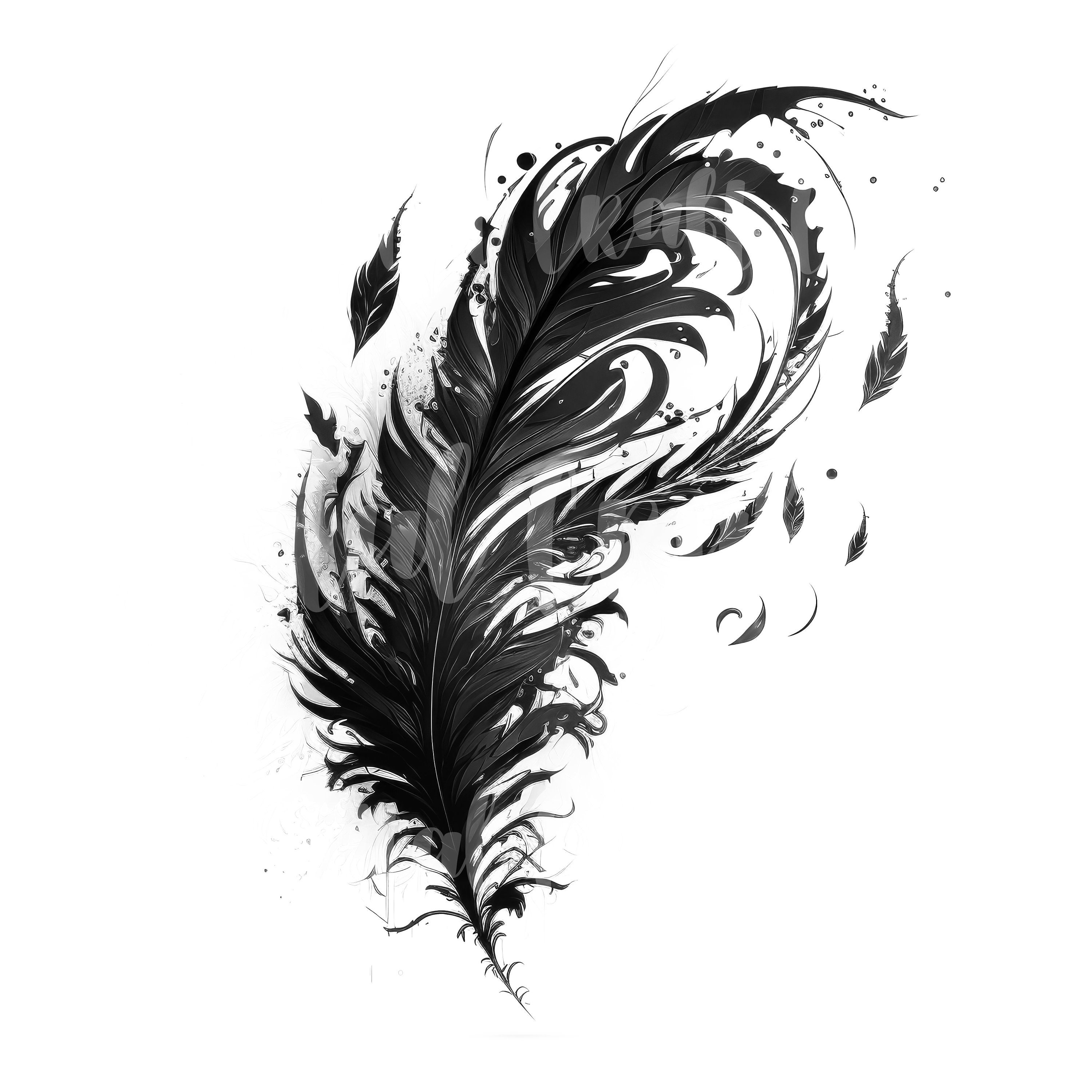 Filigree Feather Clipart 12 High Quality Jpgs Digital - Etsy