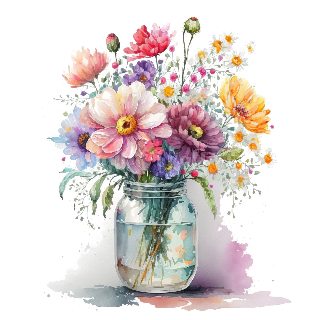 Vase of Flowers Clipart 13 High Quality Jpgs Digital Download Card ...