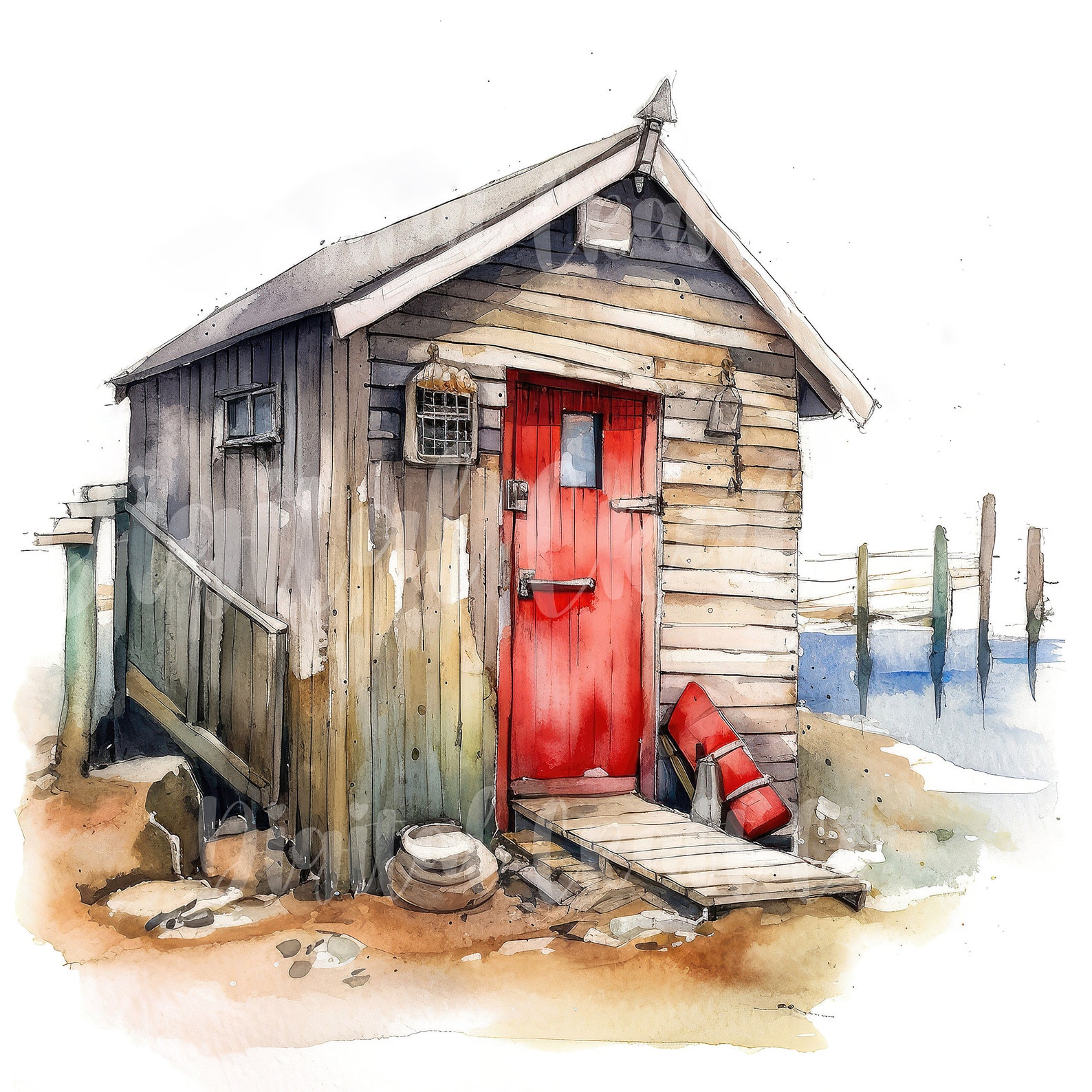 Fisherman's Shacks Clipart 12 High Quality Jpgs, Digital Planners, Junk ...