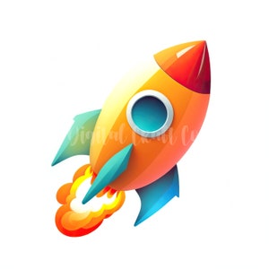 Space Rockets Clipart 13 High Quality Jpgs Digital Download Card Making ...