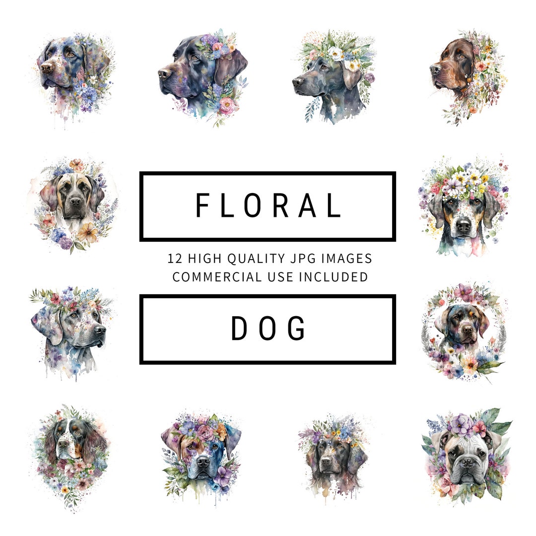 Floral Dog 12 High Quality Jpgs Digital Planner, Junk Journaling ...